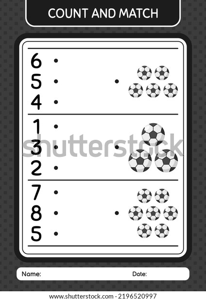 Count Match Game Soccerball Worksheet Preschool Stock Vector (Royalty ...