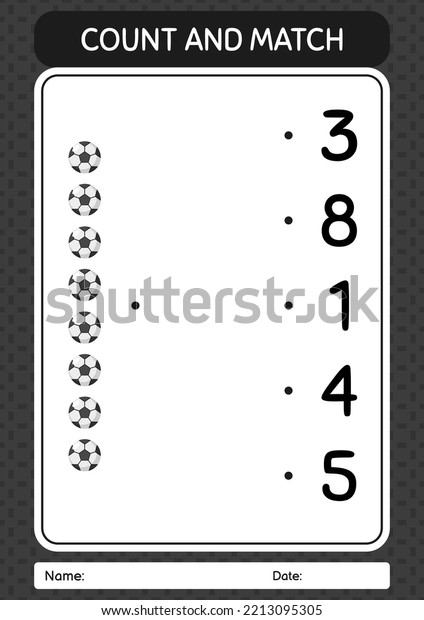 Count Match Game Soccerball Worksheet Preschool Stock Vector (Royalty ...
