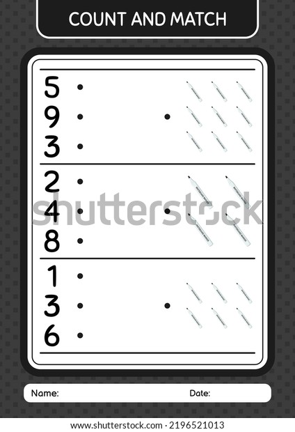 Count Match Game Whiteboard Marker Worksheet Stock Vector (Royalty Free ...