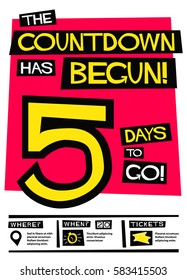 Countdown Has Begun 5 Days Go Stock Vector (Royalty Free) 583415521