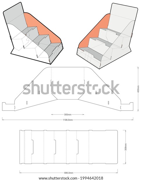 Counter display stand and Die-cut Pattern. The .eps file is full scale ...