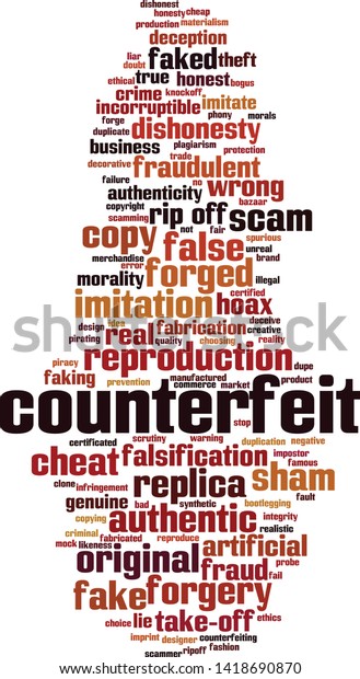 Counterfeit Word Cloud Concept Collage Made: vector de stock (libre de ...
