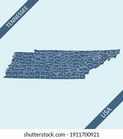 Counties Map Tennessee Labeled Stock Vector (Royalty Free) 1911700921 ...