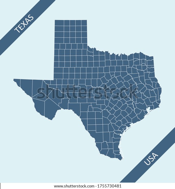 Counties Map Texas Usa Stock Vector (Royalty Free) 1755730481 ...