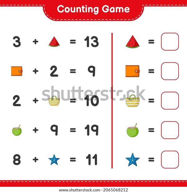 Counting Game Count Number Coconut Starfish Stock Vector (Royalty Free ...