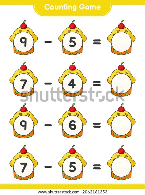 Counting Game Count Number Cup Cake Stock Vector (Royalty Free ...