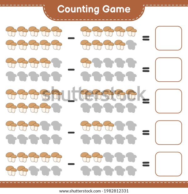 Counting Game Count Number Mushroom Boletus Stock Vector (Royalty Free ...