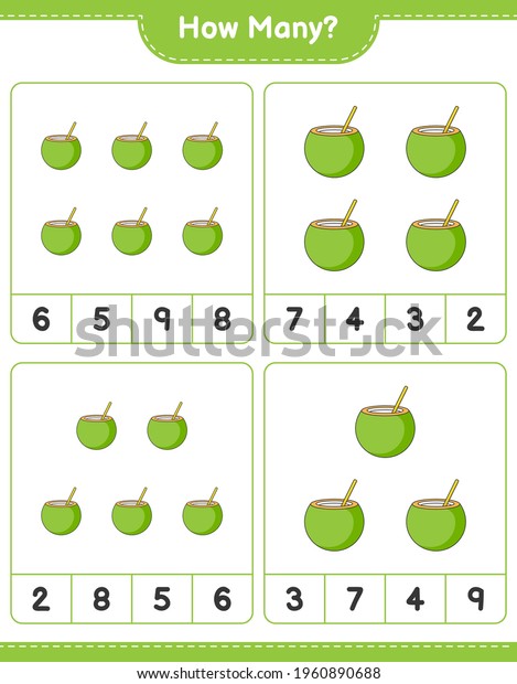 Counting Game How Many Coconut Educational Stock Vector (Royalty Free ...