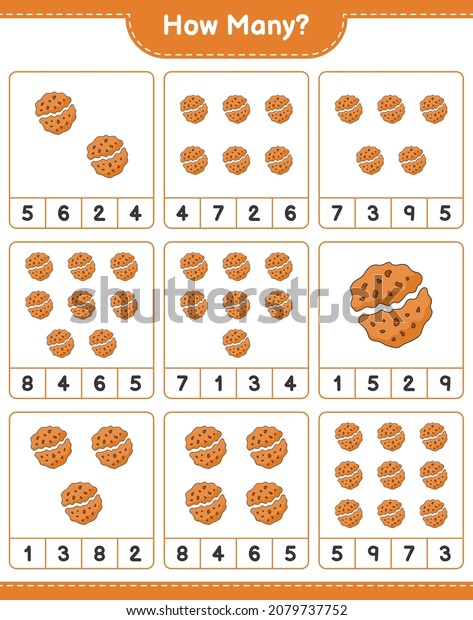 Counting Game How Many Cookie Educational Stock Vector (Royalty Free ...