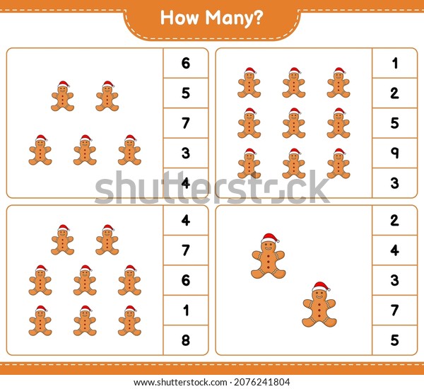 Counting Game How Many Gingerbread Man Stock Vector (Royalty Free ...