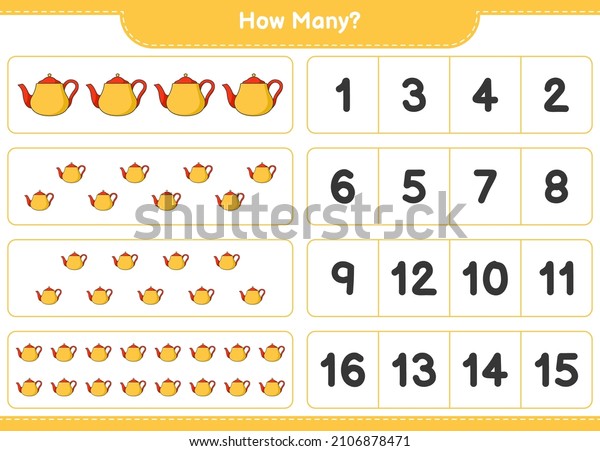 Counting Game How Many Teapot Educational Stock Vector (Royalty Free ...