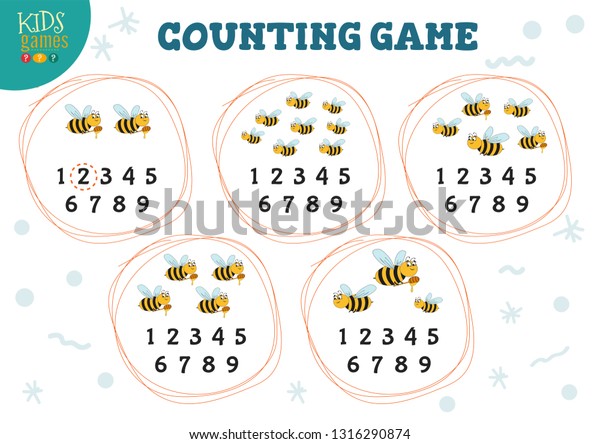 Counting Game Many Bees Preschools Kids Stock Vector (Royalty Free ...