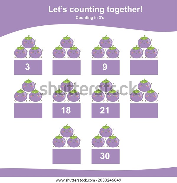 Counting Mangosteen Children Fruit Counting Math Stock Vector (Royalty ...