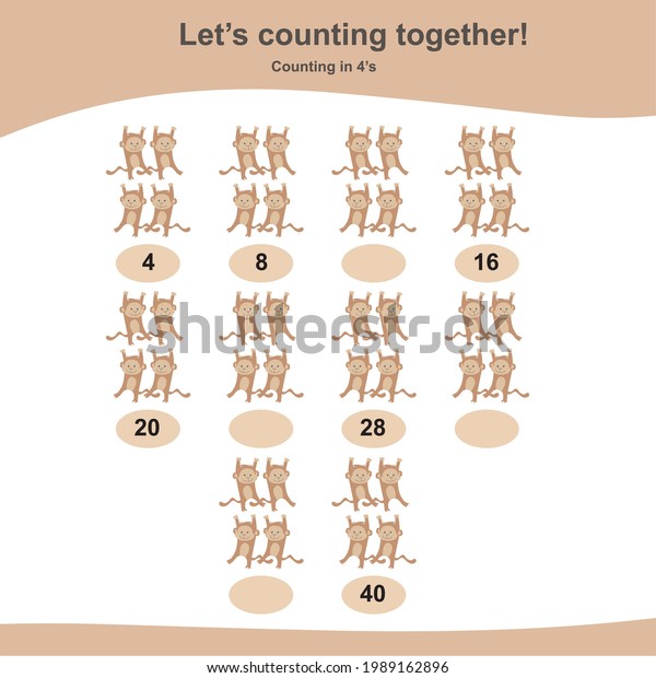 Counting Monkey Game Preschool Children This Stock Vector (Royalty Free ...