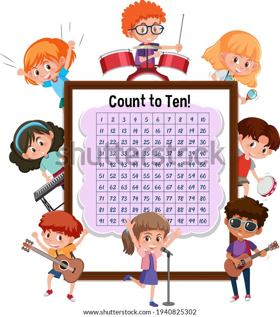 Counting Number 1100 Board Many Children Stock Vector (Royalty Free ...