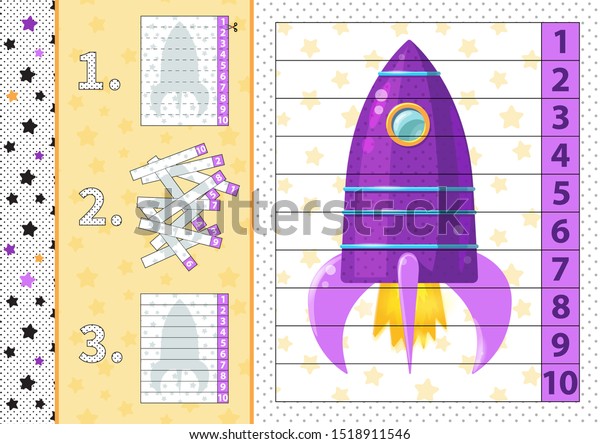 Counting Number Puzzle Cartoon Rocket 1 Stock Vector (Royalty Free ...