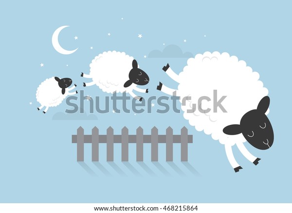 Counting Sheep Vectorillustration Stock Vector (Royalty Free) 468215864