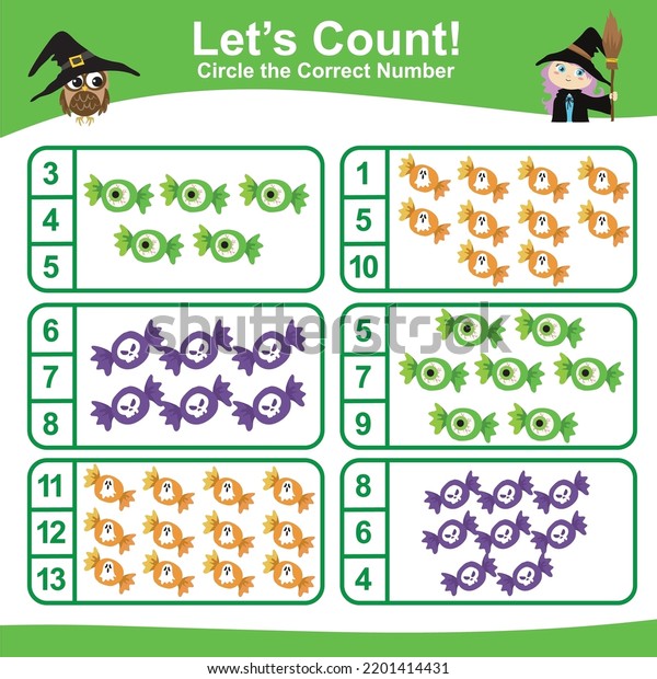 Counting Worksheet Preschool Kindergarten Teaching Children Stock ...