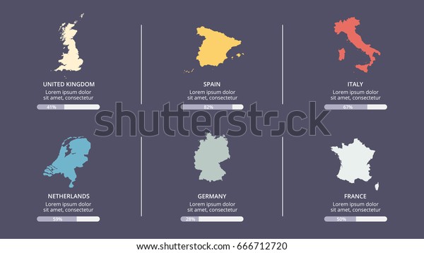 Countries Map Infographic Global Business Marketing Stock Vector ...