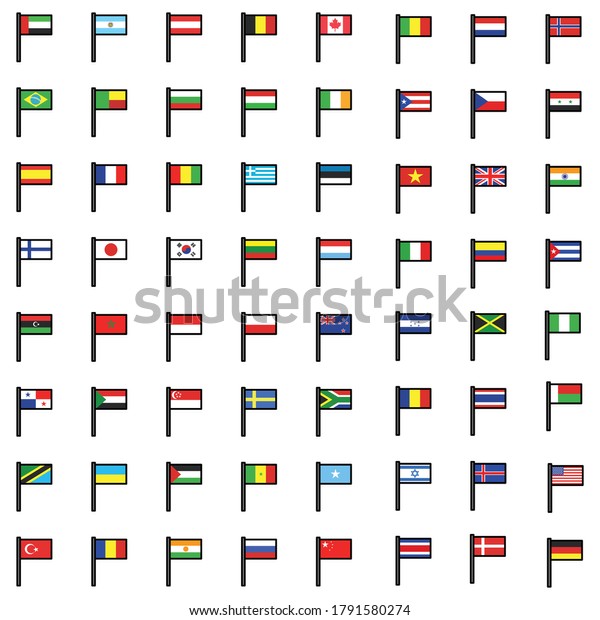 Country Flags White Color Background Stock Vector (Royalty Free ...