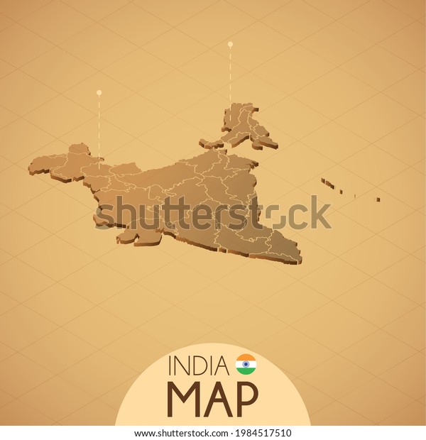 Country India Map Old Style Geography: стоковая векторная графика (без ...