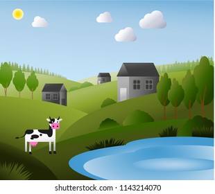 Country Landscape Vector Illustration Stock Vector (Royalty Free ...