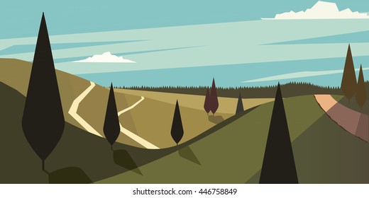 Country Landscape Vector Illustration Stock Vector (Royalty Free ...