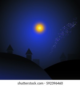 Country Side View Night Stock Vector (Royalty Free) 592396460 ...