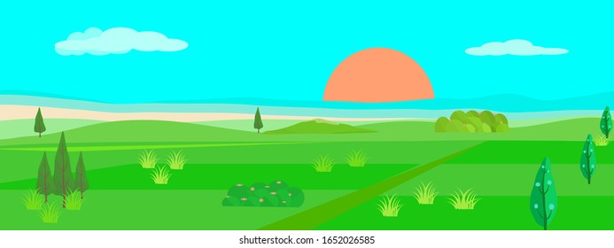 Countryside Background Vector Panorama Illustration Graphic Stock ...