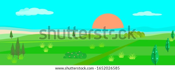 Countryside Background Vector Panorama Illustration Graphic Stock ...