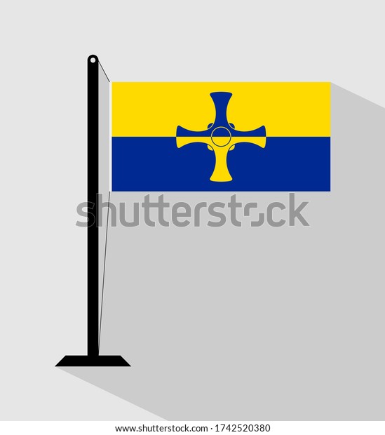 County Durham Flag On Pole Isolated Stock Vector (Royalty Free) 1742520380