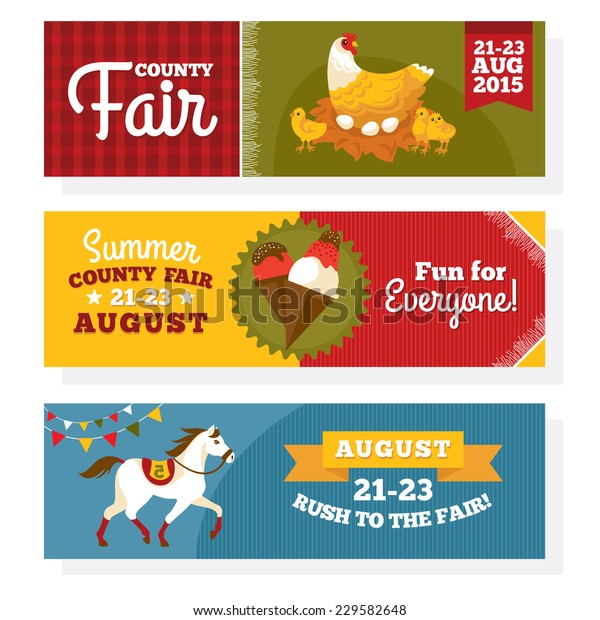County Fair Vintage Banners Vector Illustration Stock Vector (Royalty ...