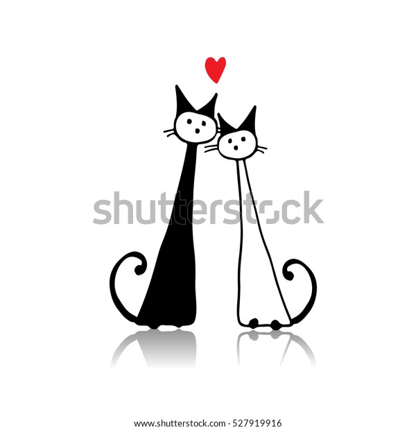 Couple Cat Sketch Your Design Stock Vector (Royalty Free) 527919916 ...