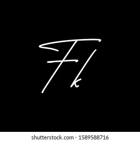 Couple Cursive Letters Initial Fk Signature Stock Vector (Royalty Free ...