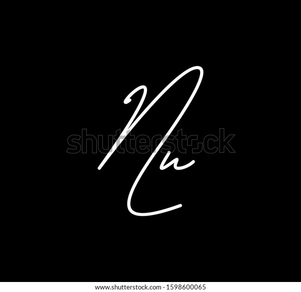 Couple Cursive Letters Initial Nu Signature Stock Vector (Royalty Free ...