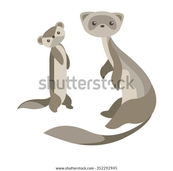 Couple Cute Cartoon Polecats Stock Vector (Royalty Free) 352292945 ...