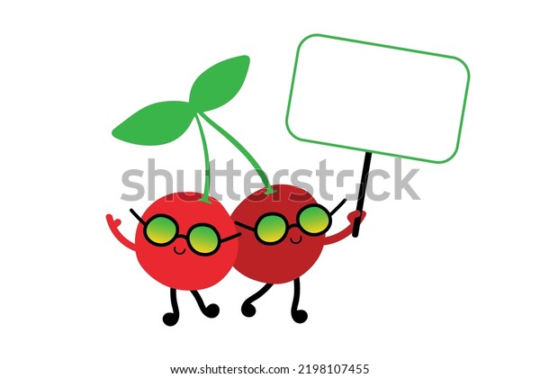 Couple Cute Cartoon Style Cherry Characters Stock Vector (Royalty Free ...