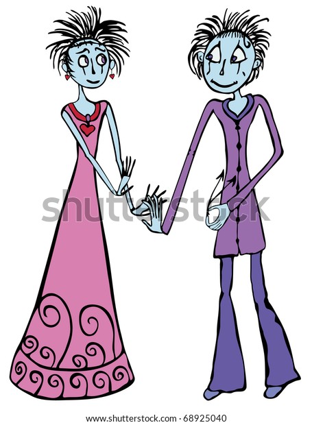 Couple Cute Freaky Monsters Love Each Stock Vector (Royalty Free ...
