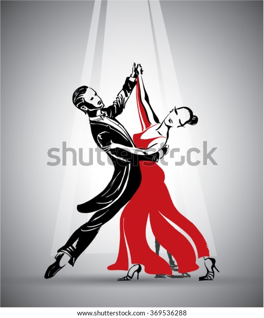 Couple Dancing Waltz Sketch Drawing Vector Stock Vector (Royalty Free ...