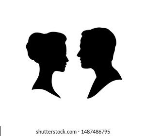 Couple Faces Love Couple Facing Each Stock Vector (Royalty Free) 1487486795