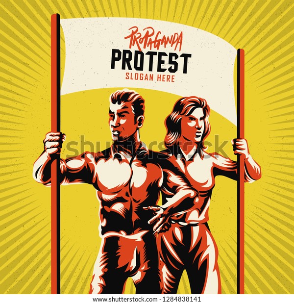 Couple Holding Blank Placard Vector Illustration Stock Vector (Royalty ... Couple Holding Blank Placard Vector Illustration Stock Vector (Royalty ...