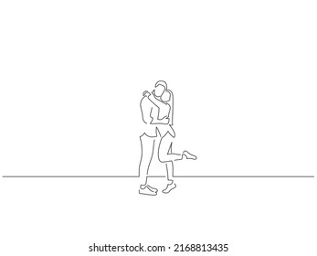 Couple Hugging Line Art Drawing Style Stock Vector (Royalty Free ...