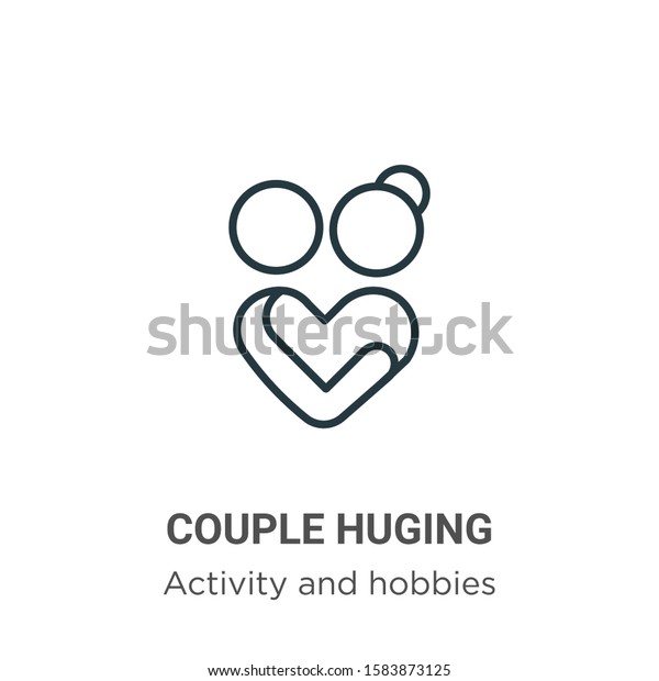 Couple Huging Outline Vector Icon Thin Stock Vector (Royalty Free ...