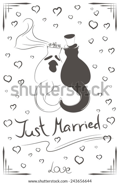 Couple Just Married Cats Stock Vector (Royalty Free) 243656644