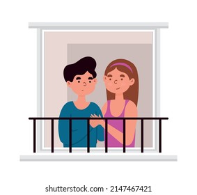 Couple Looking Through Window Cartoon Stock Vector (Royalty Free ...