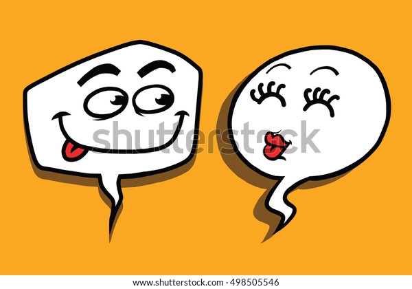 Couple Love Cartoon Bubble Face Man Stock Vector (Royalty Free ...