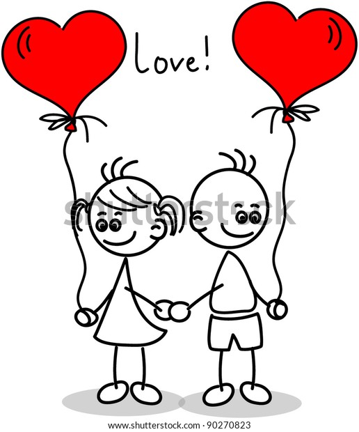Couple Love Childs Drawing Vector: стоковая векторная графика (без ...