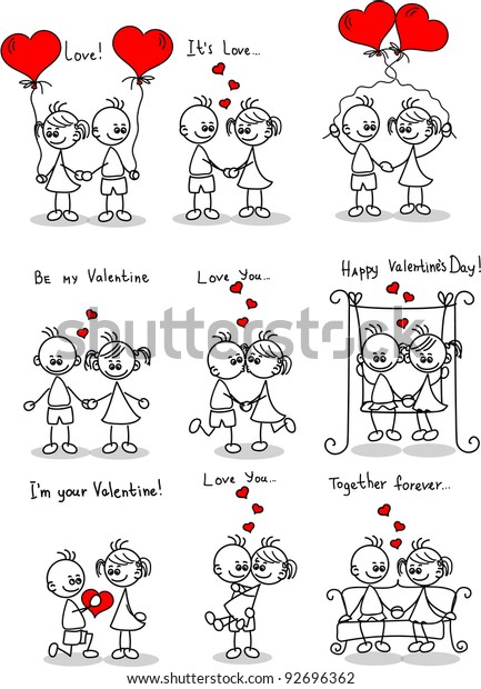 Couple in love, a child's drawing, the vector