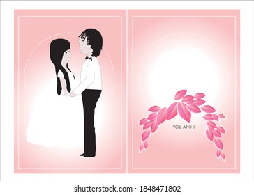 Couple On Sweet Pink Background Stock Vector (Royalty Free) 1848471802 ...