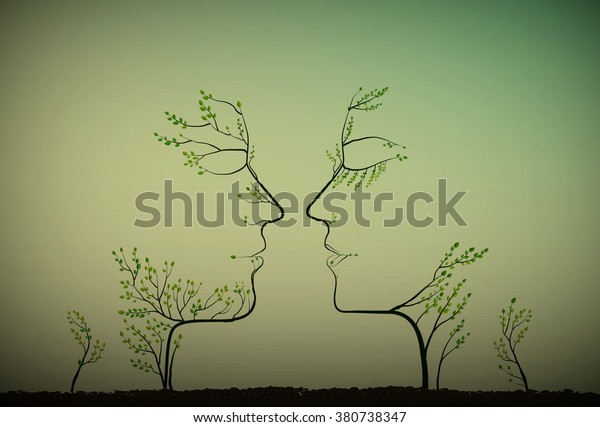 Couple People Look Like Tree Branches Stock Vector (Royalty Free) 380738347